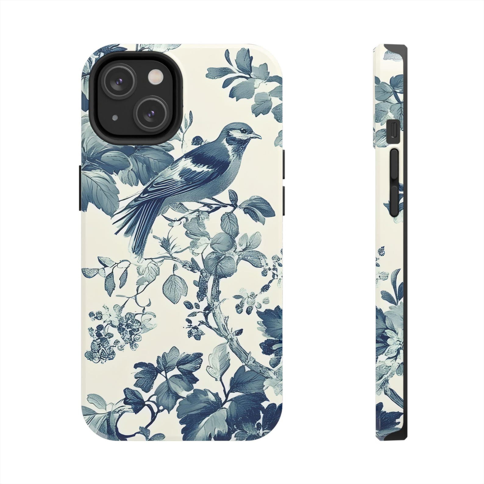 Chinoiserie Bird Phone Case French Toile Blue Floral Design for iPhone ...