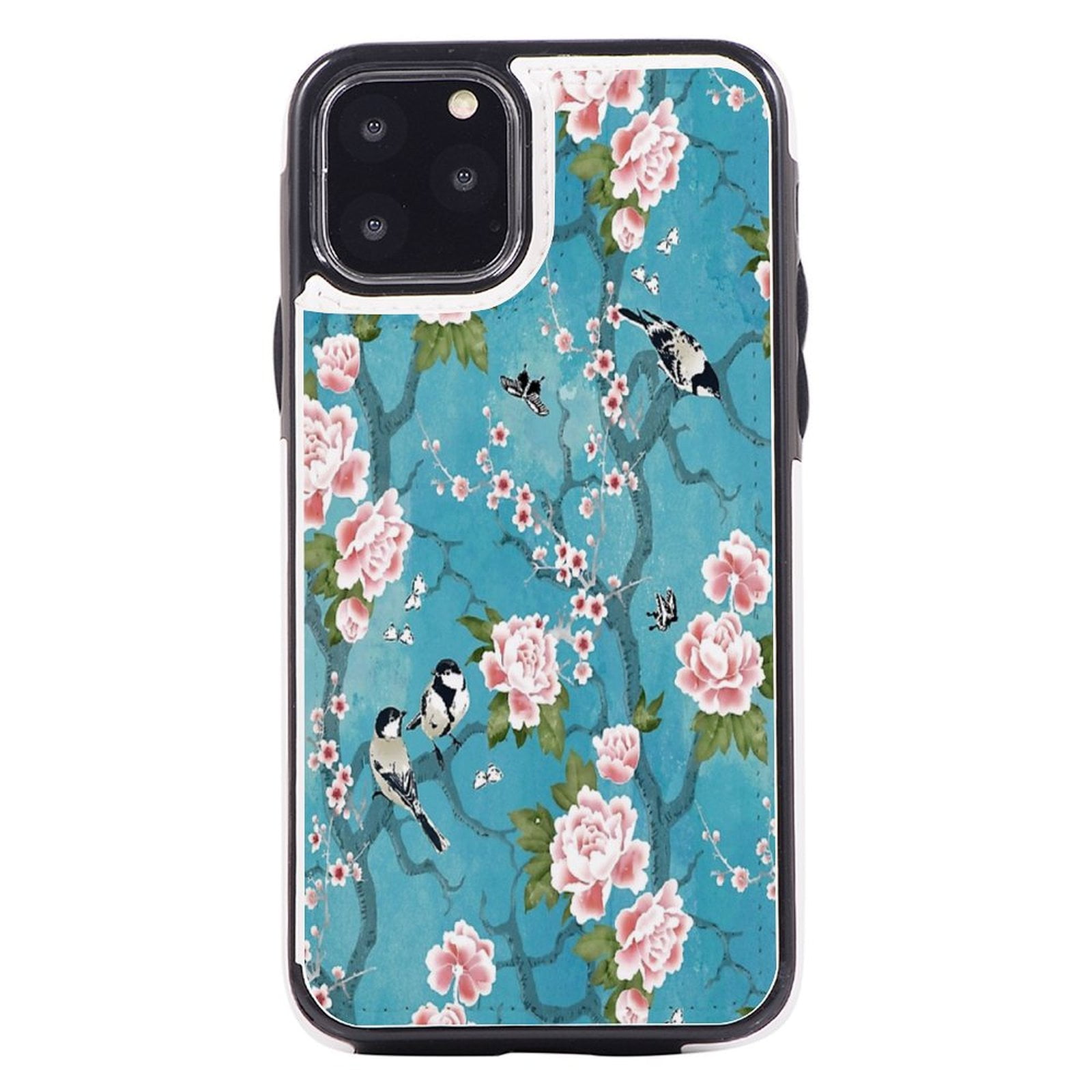 Chinoiserie Birds in Turquoise Blue Leather Wallet Case for iPhone 16 15 14 13 12 11 Pro Max ...