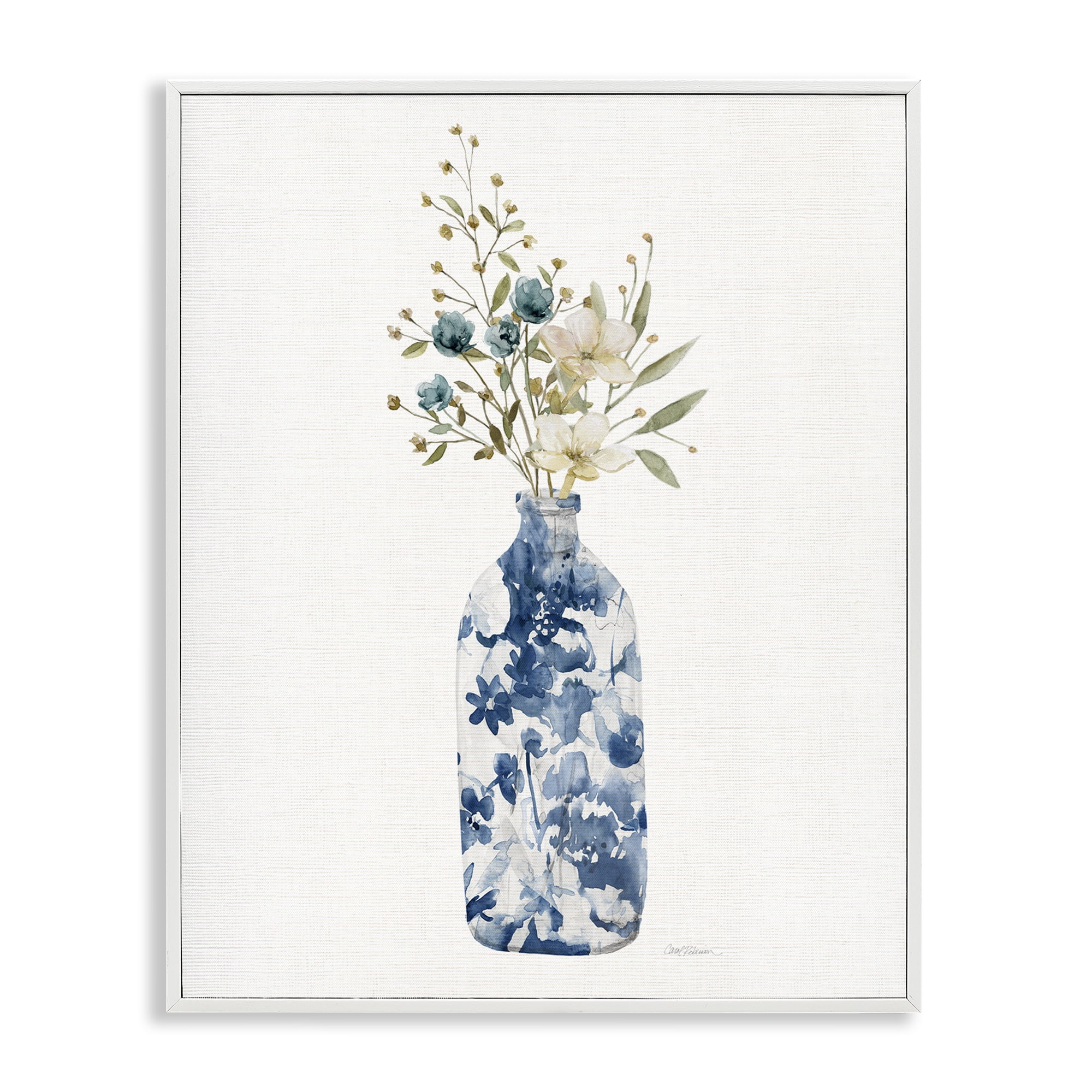 Stupell Industries Chinoiserie Blooms White Florals White Framed Giclee ...