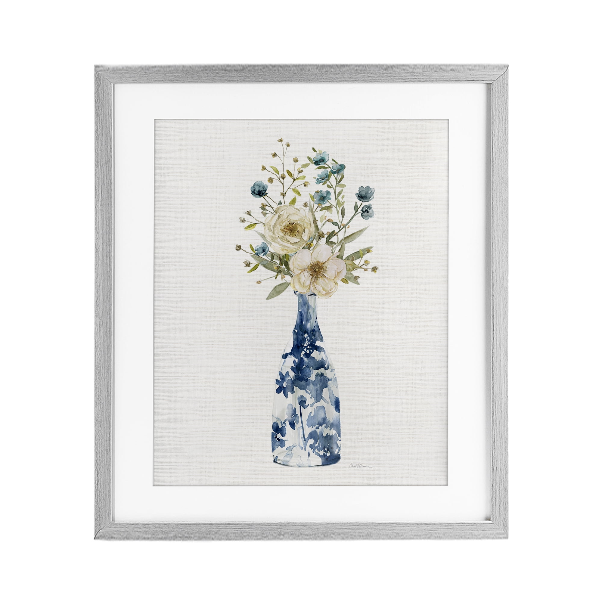 Stupell Industries Chinoiserie Blooms White Flowers Gray Framed Print ...
