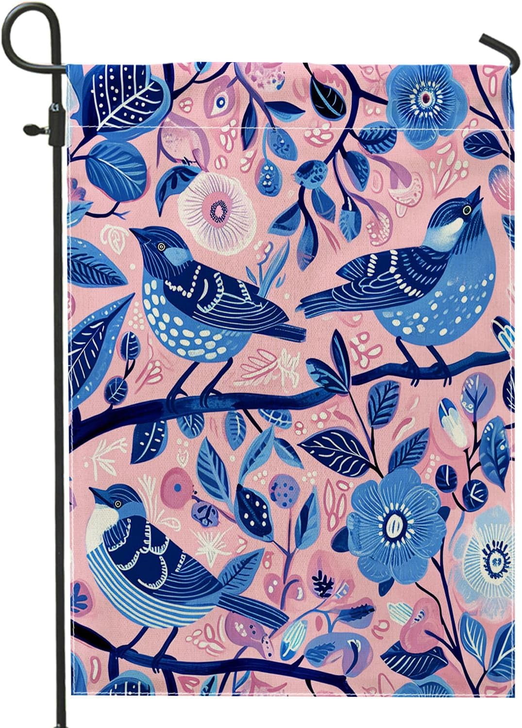 Chinoiserie Blue Birds Garden Flag Cherry Blooming Animals Traditional ...
