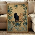 Chinoiserie Cat Vintage Botanical Elegant Floral Feline Blue Peony ...