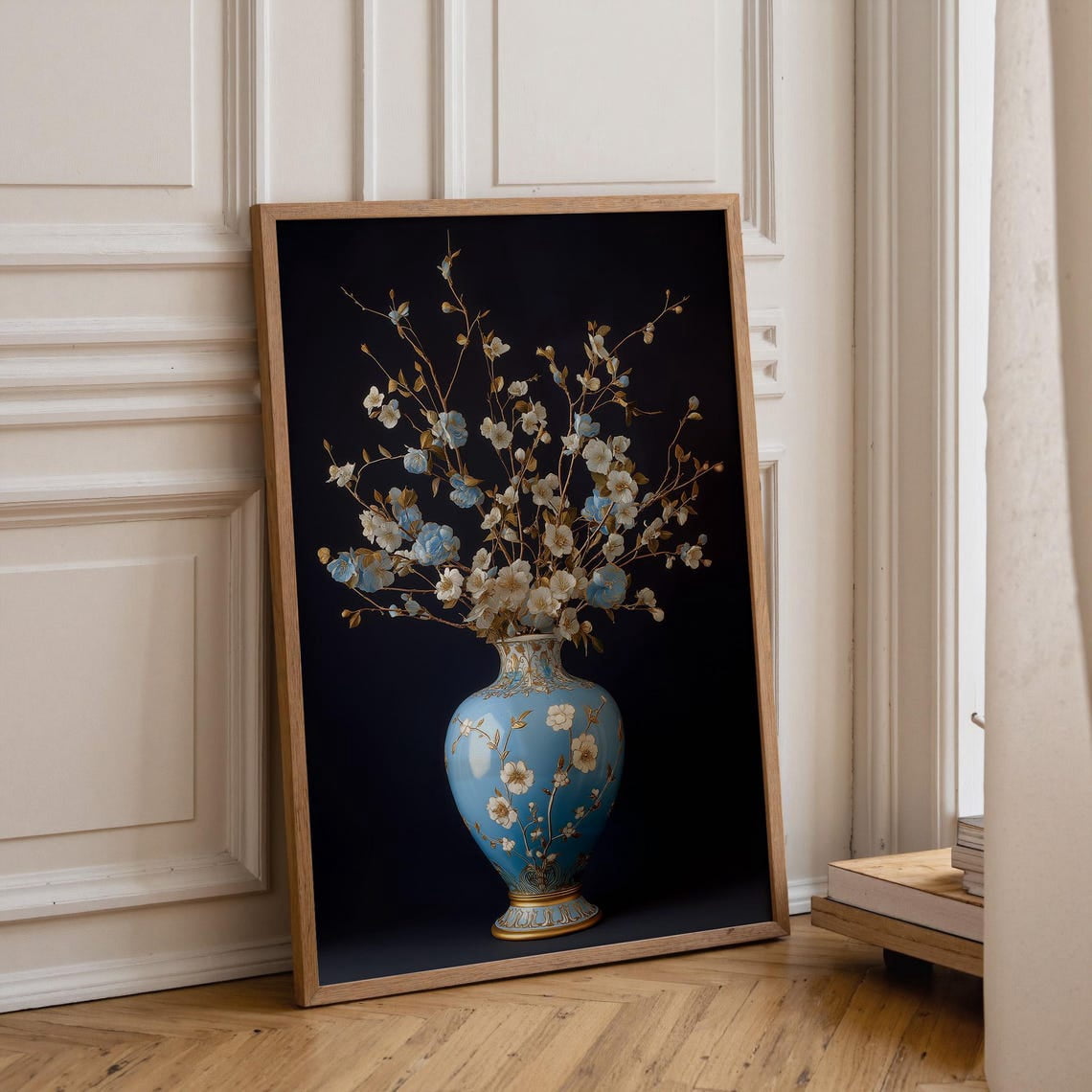 Chinoiserie Cherry Blossom Asian Landscape Bird Soft Pastel Oriental ...
