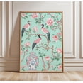 Chinoiserie Crane Poster Magnolia Floral Wall Art Elegant Bird Decor ...