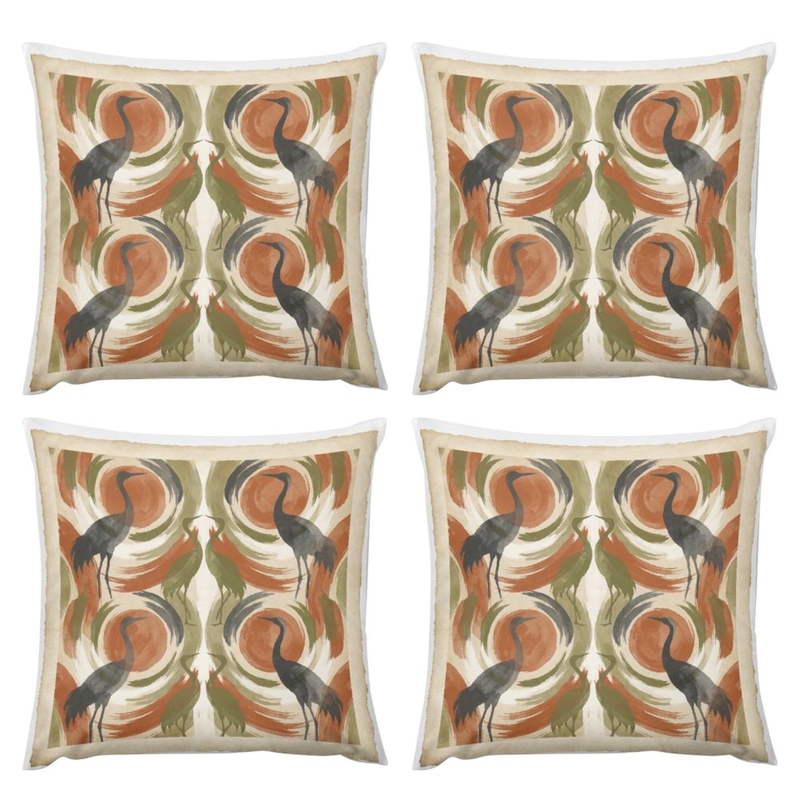 Chinoiserie Crane Sun Pillowcases Set of 4, 18x18 Inch, Super Soft ...