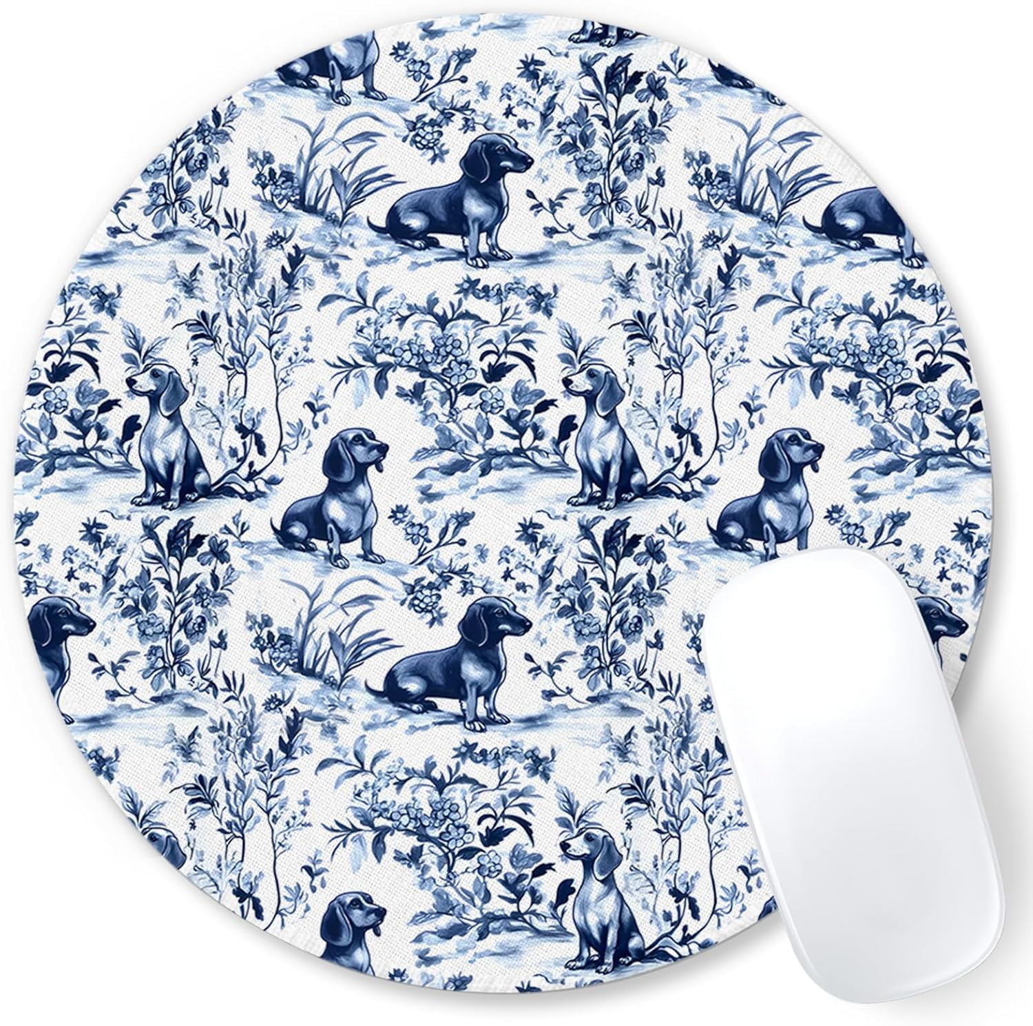 Chinoiserie Dachshund Mouse Pad, Grandmillennial Blue and White ...