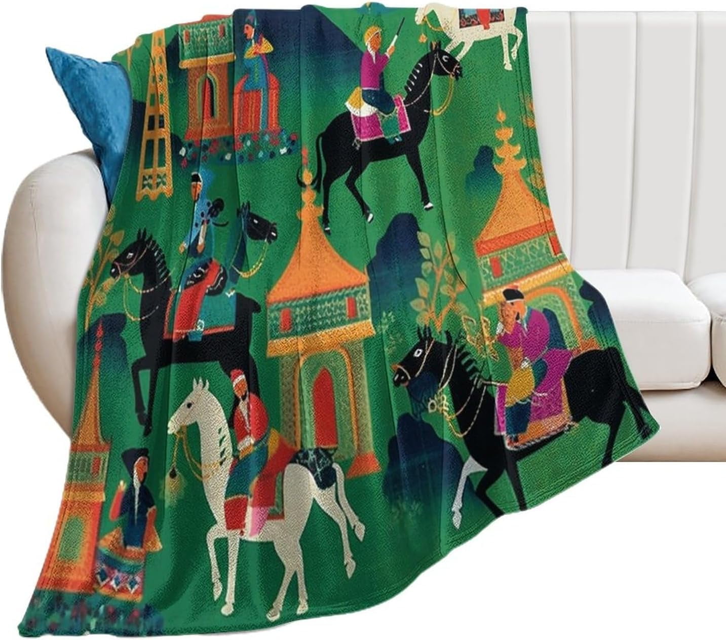 Chinoiserie Decor Bright Emerald Green Decorative Blanket Flannel ...