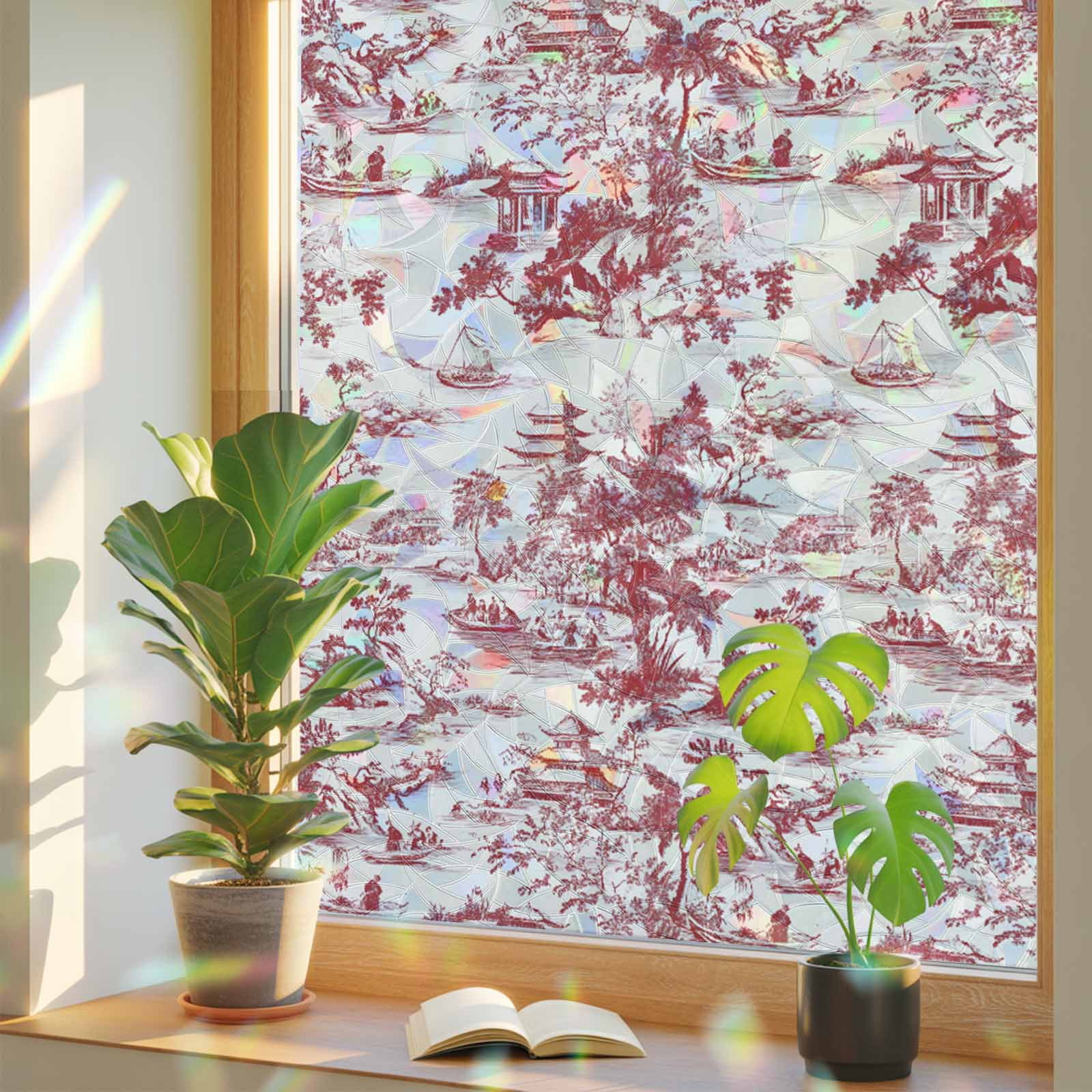 Chinoiserie Garden Asian Scenic Window Privacy Film, Rainbow Film ...