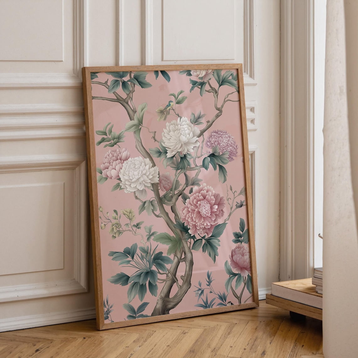 Chinoiserie Garden Wall Art Vintage Birds and Roses Botanical Floral ...