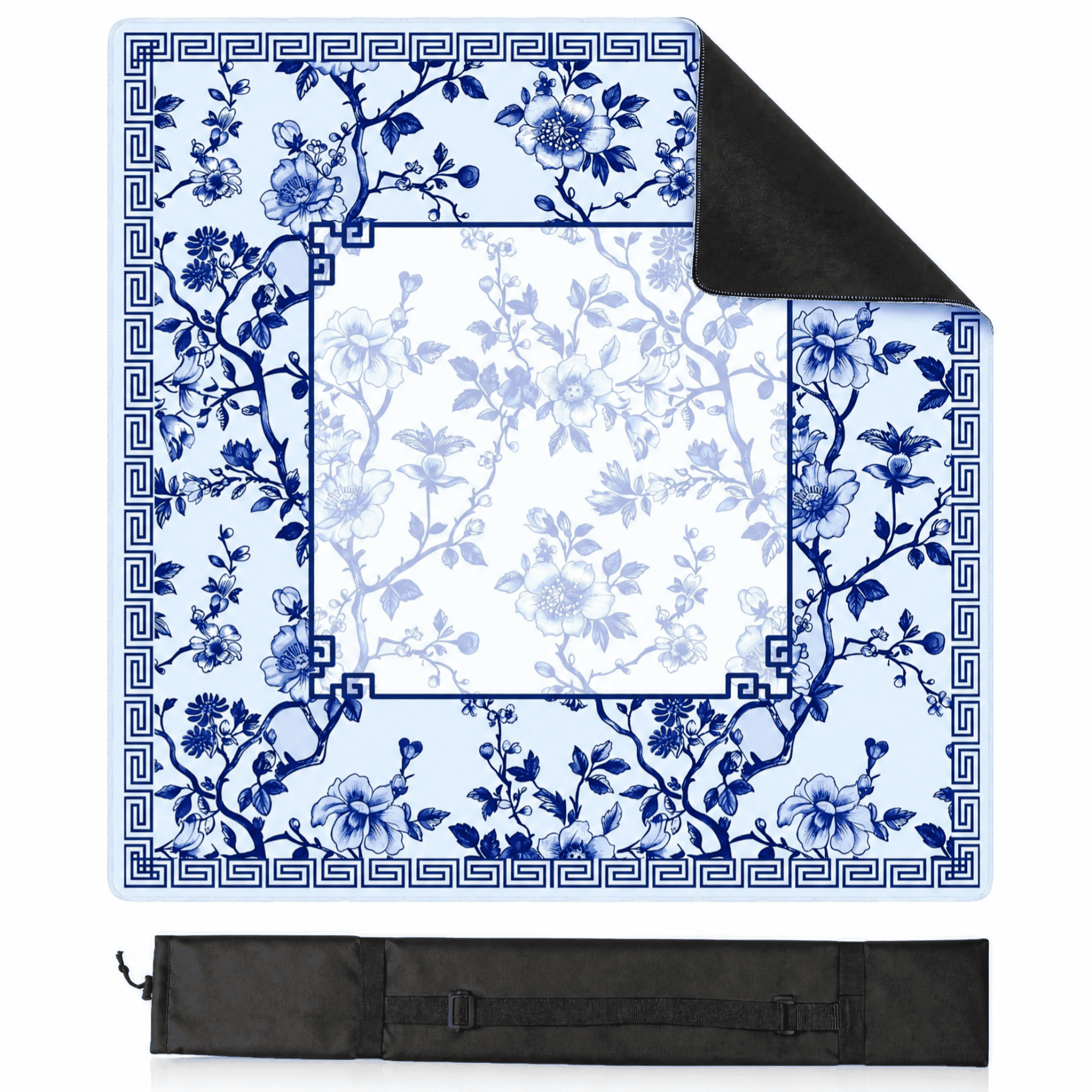 Chinoiserie Mahjong Mat with Carrying Bag, Anti-Slip, Noise-Reducing ...