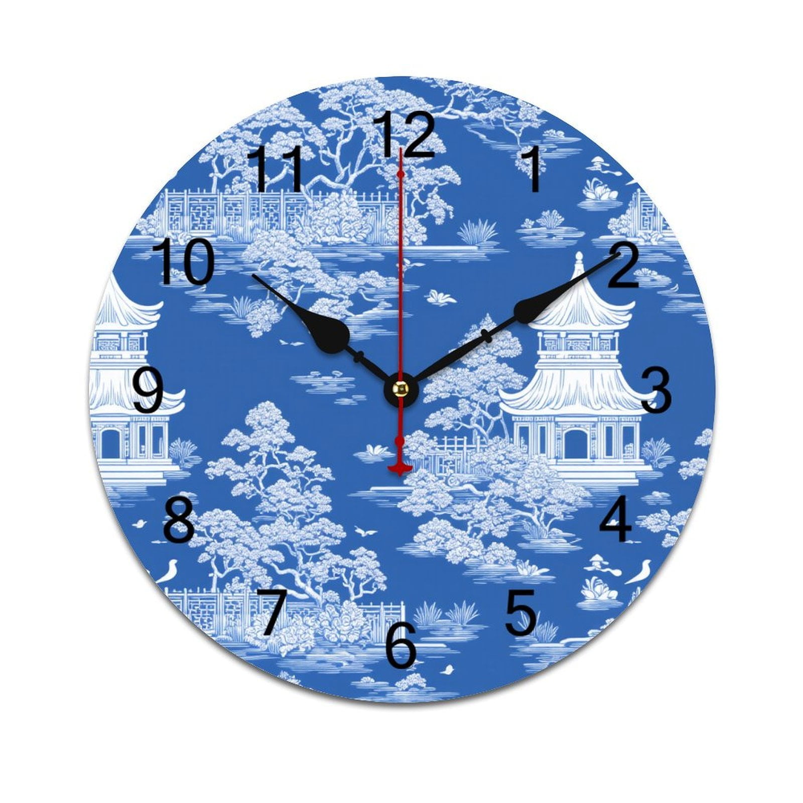 Chinoiserie Pagoda Word Saying Big Wall Clock Home Decor Art Watch ...