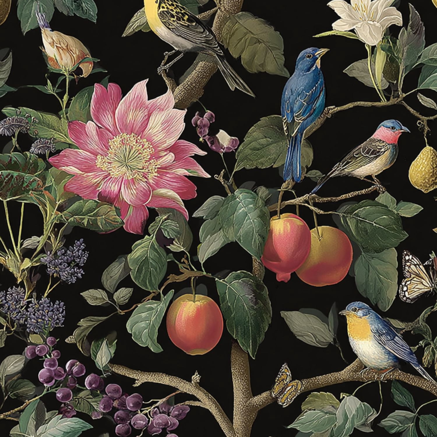 Chinoiserie Peel and Stick Wallpaper Vintage Floral Bird Vibrant ...
