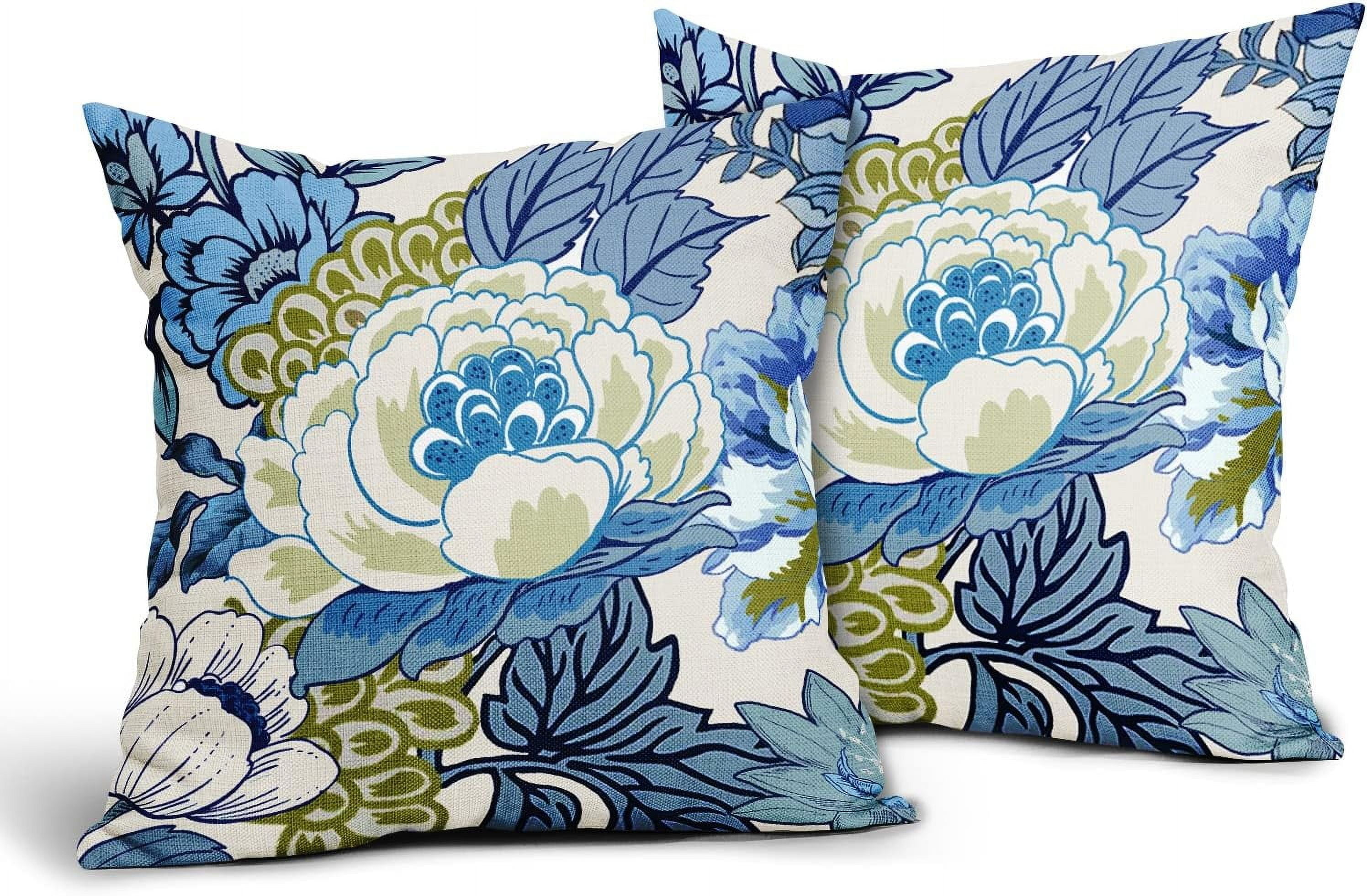 Chinoiserie Pillow Cover 18x18 Inch Set of 2 Navy Blue Throw Pillow ...