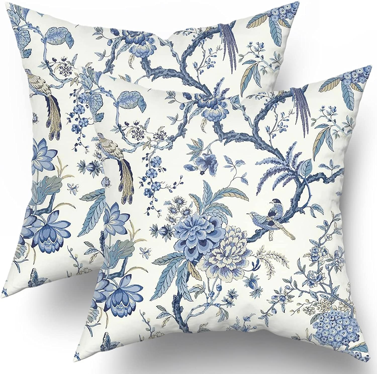 Chinoiserie Pillow Covers Set of 2 Blue and White Outdoor Pillows Bule ...