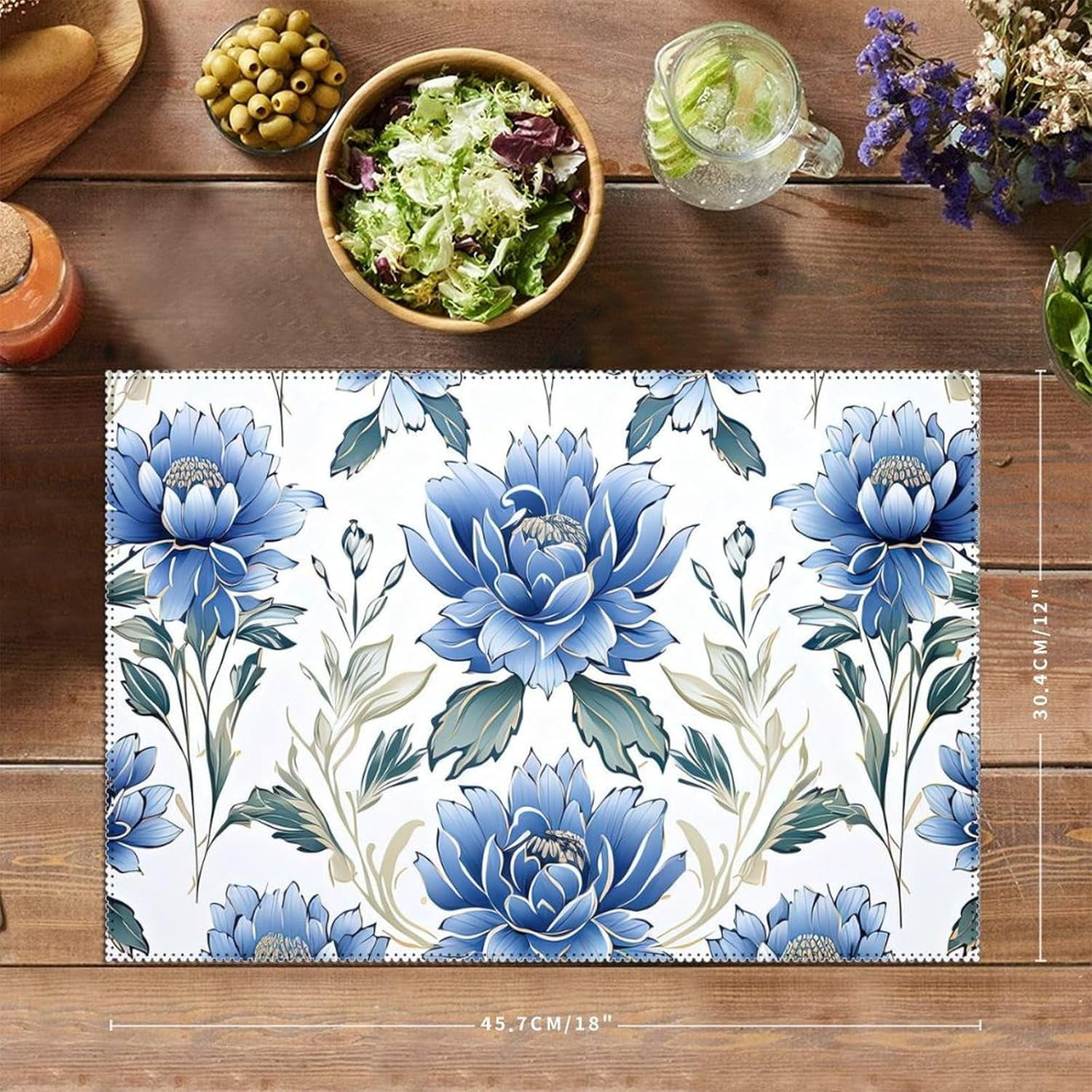 Chinoiserie Placemats Set Of 6 Blue Floral Mughal Gardens Spring Floral ... Chinoiserie Placemats Set Of 6 Blue Floral Mughal Gardens Spring Floral ...