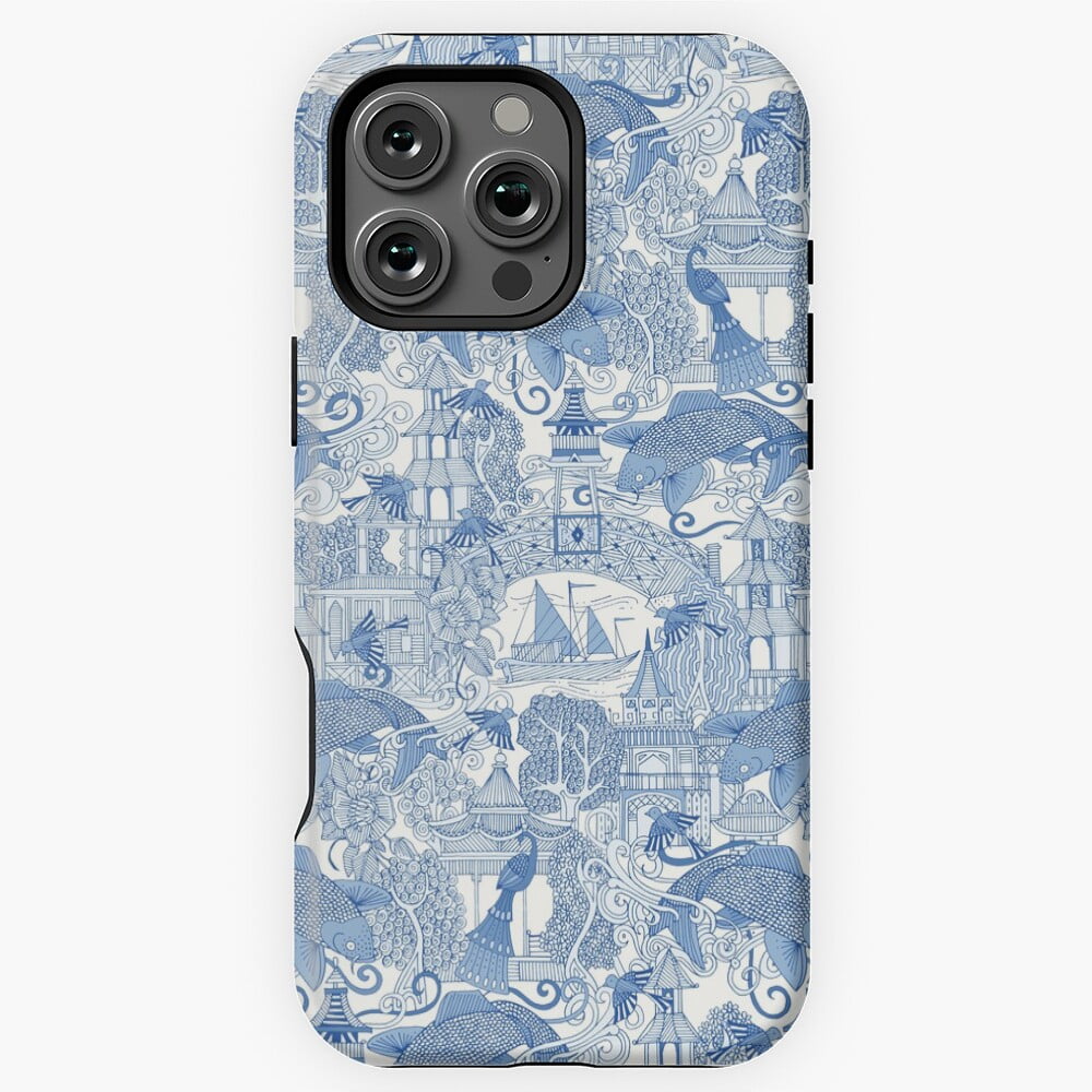 Chinoiserie Toile Blue Classic Pattern Art Phone Case Compatible iPhone ...