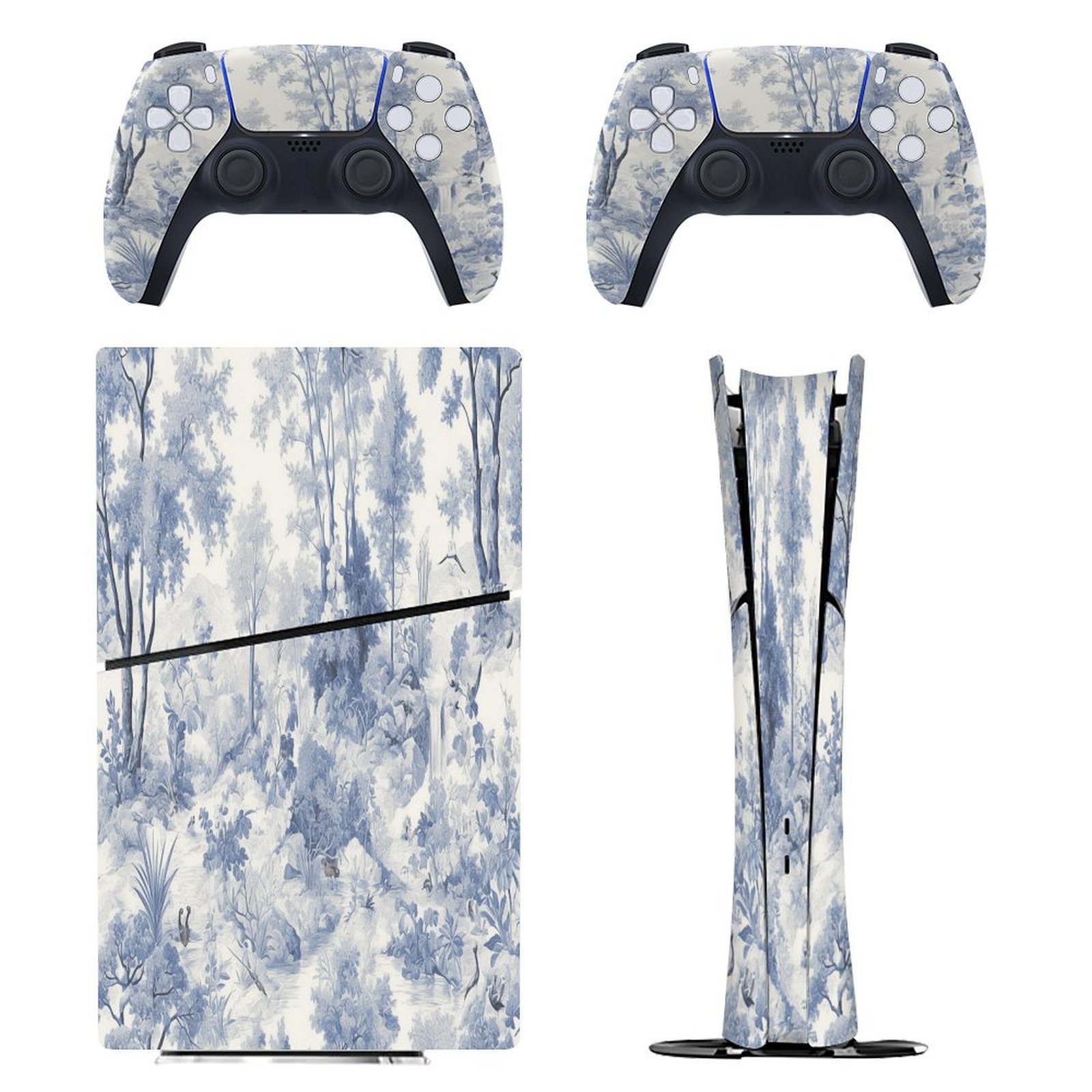 Chinoiserie Toile Blue Landscape PS5/PS5 Slim Digital Disc Skin Sticker ...