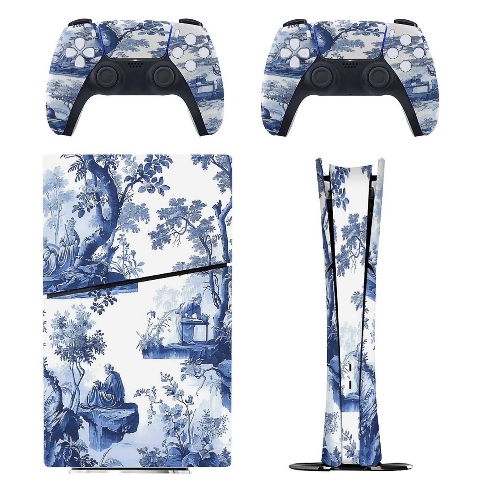 Chinoiserie Toile Blue PS5/PS5 Slim Digital Disc Skin Sticker For ...
