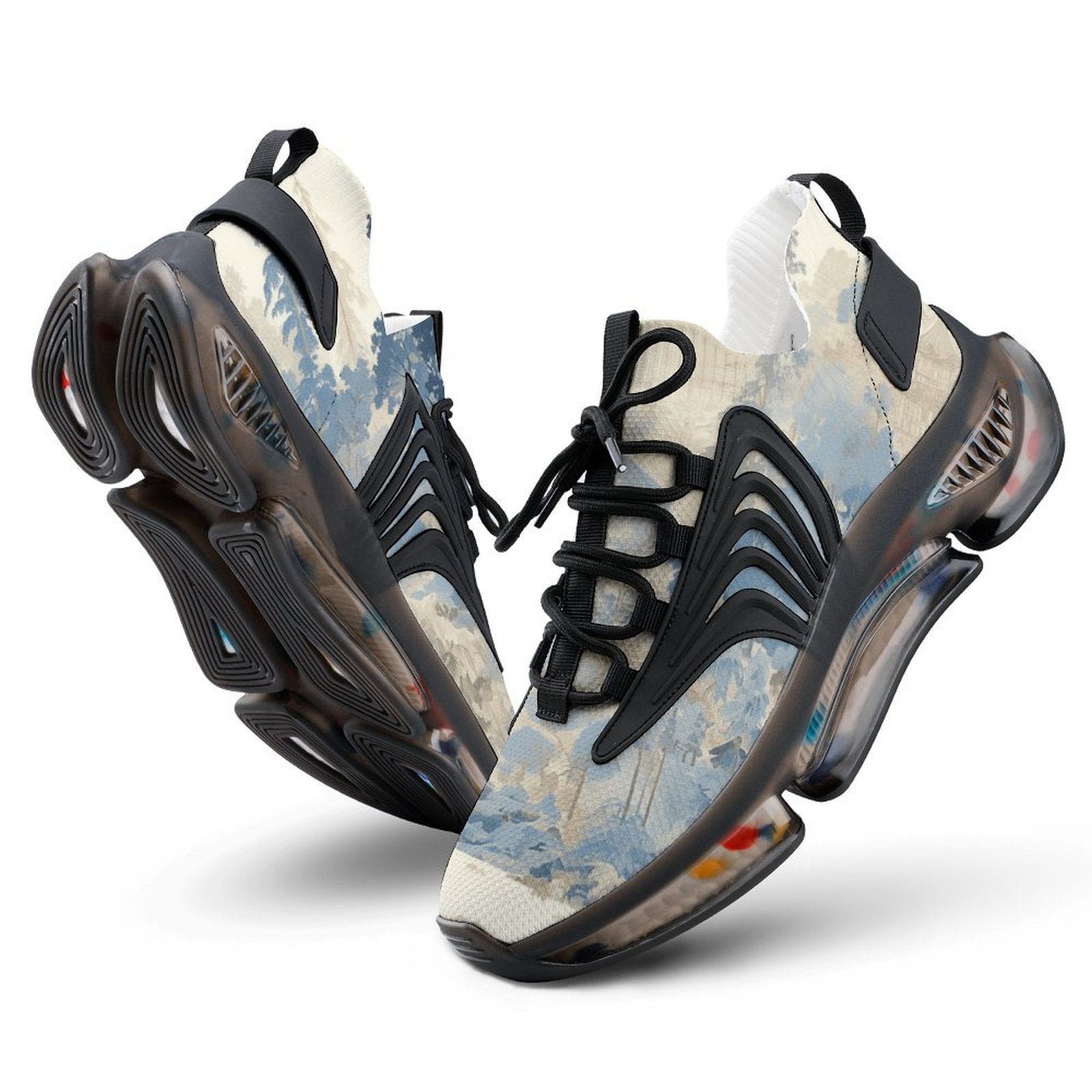 Chinoiserie Toile Blue Trees Vintage Walking Shoes for Men Woman ...