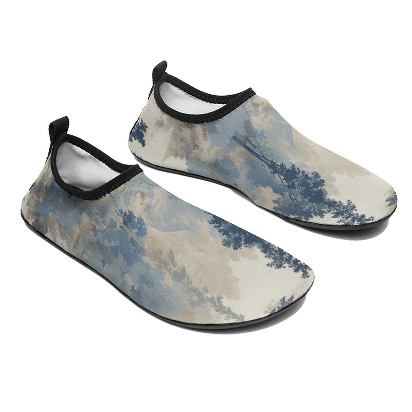 Chinoiserie Toile Blue Trees Vintage Water Shoes Beach Slip-on Shoes ...