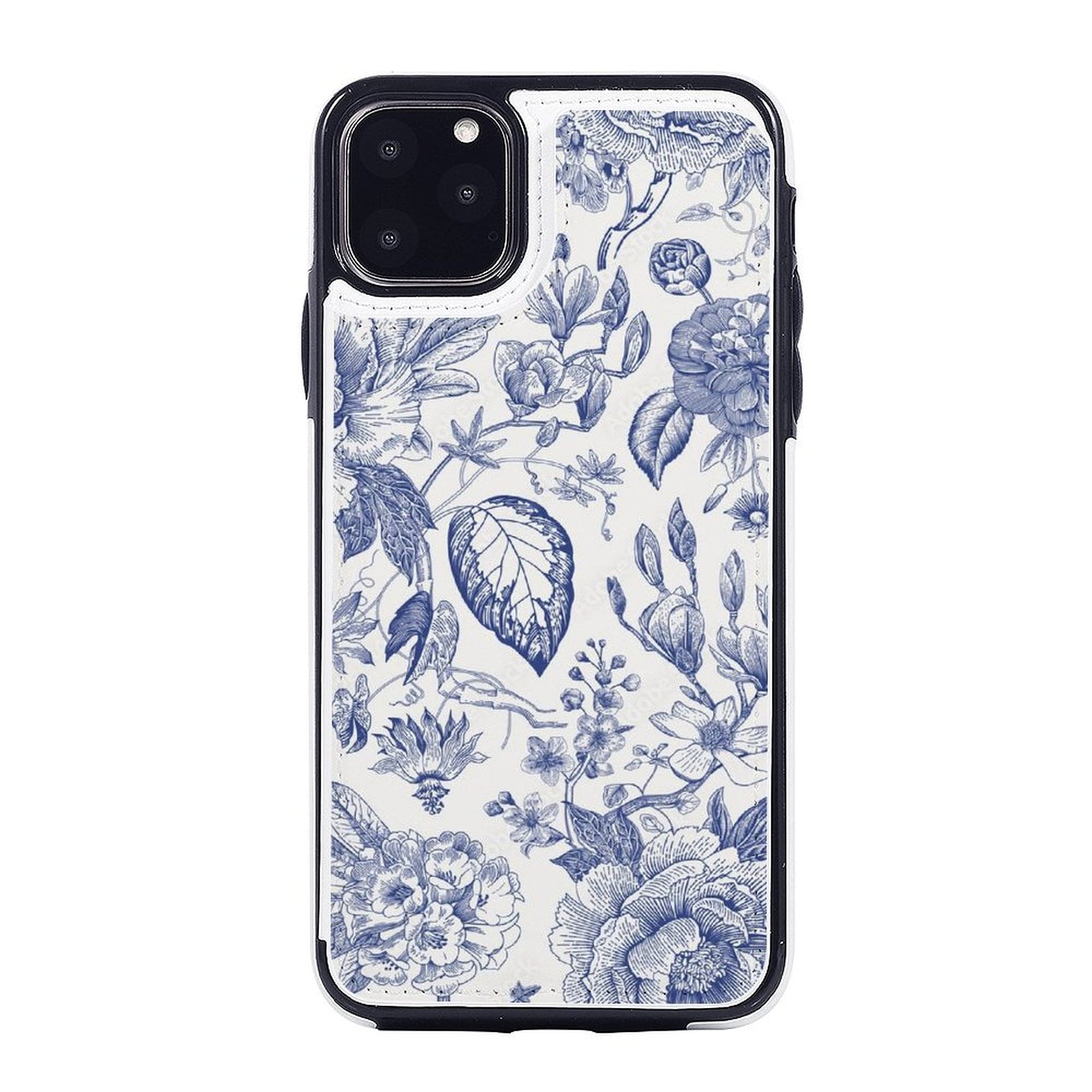 Chinoiserie Vintage Blue Bloom Floral Leather Wallet Case for iPhone 16 15 14 13 12 11 Pro Max ...