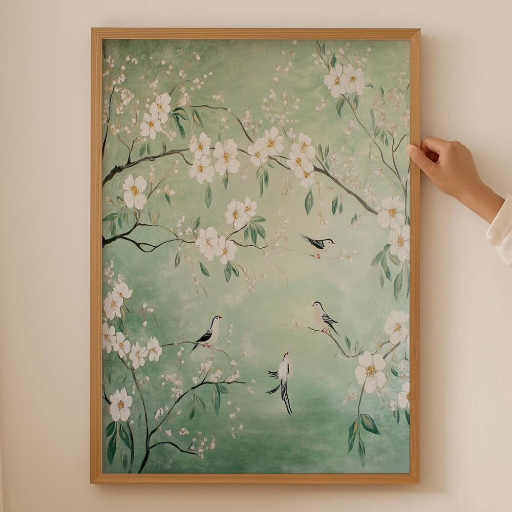 Chinoiserie Wall Art Japandi Poster for cubicle decor Wabi Sabi Print ...