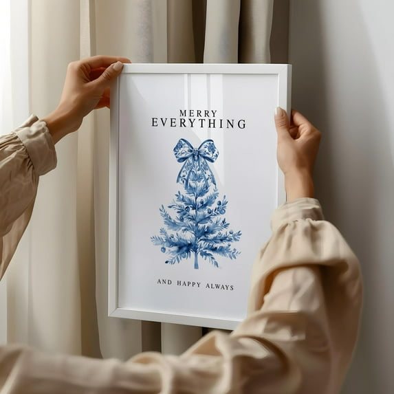 Chinoiserie Winter Tree Print, Blue Wall Art Home Decor #2726, Unframed ...