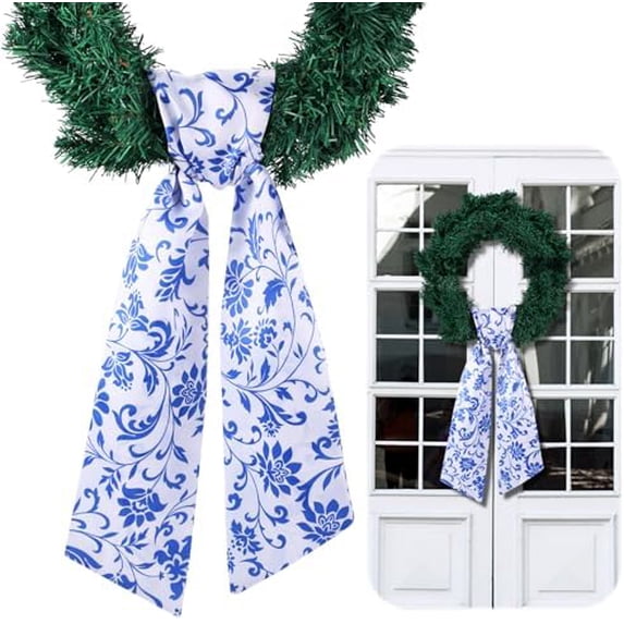 Chinoiserie Wreath Sash for Front Door Wreath Satin Sash for Embroidery ...