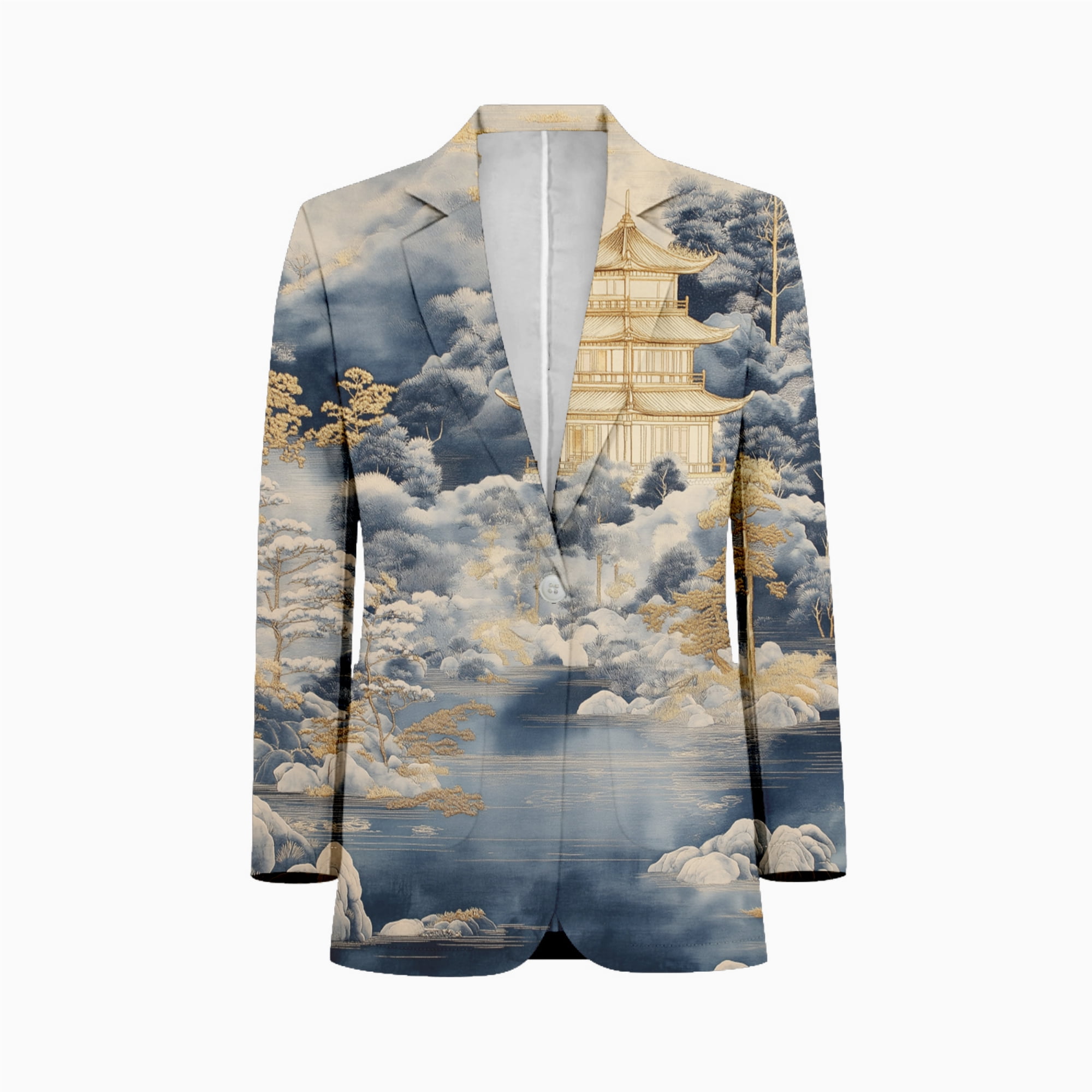 Chinoiserie architecture Customized Men's Suits full man Shawl Collar ...