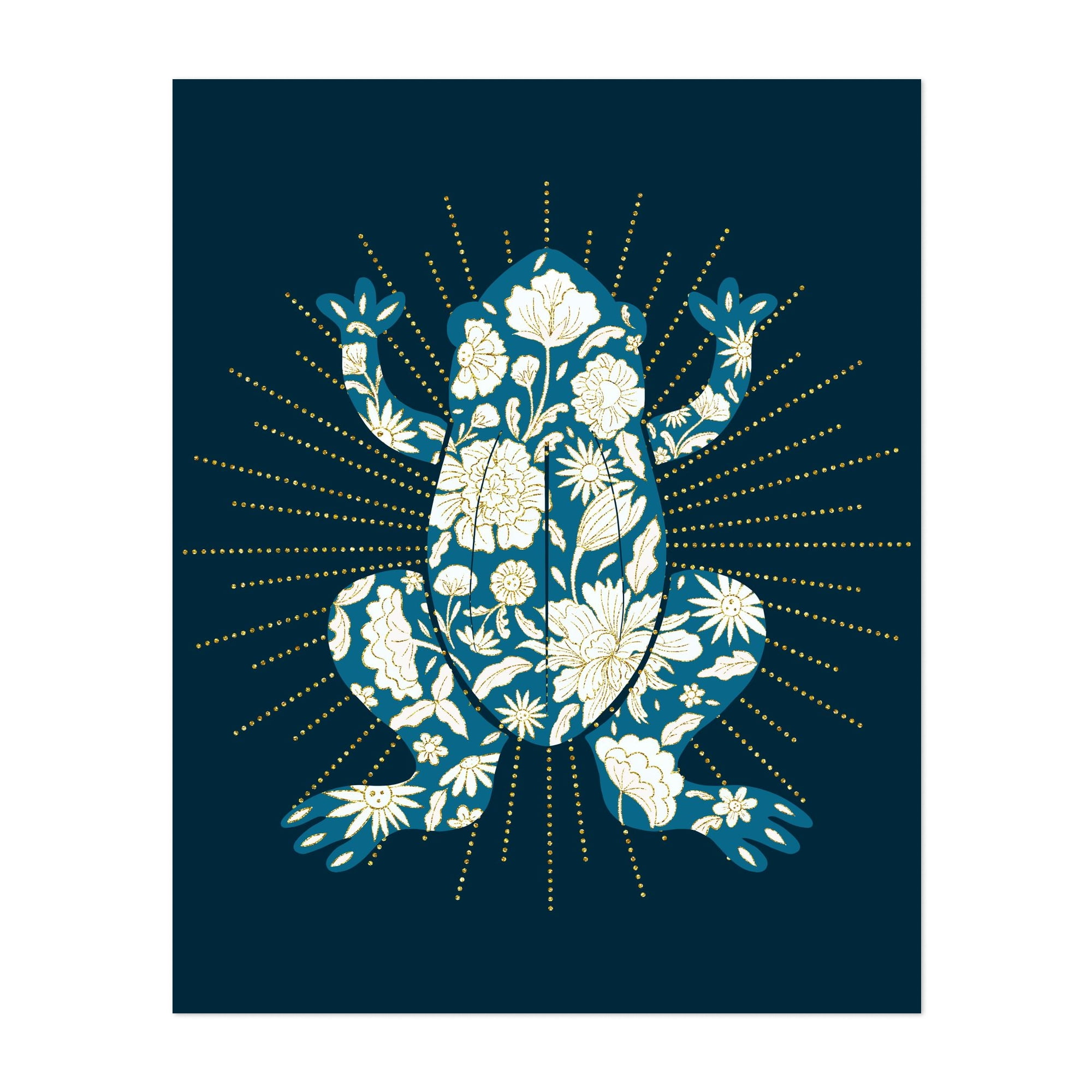 Chinoiserie frog - Illustration Floral Animal Pattern Botanical Modern ...