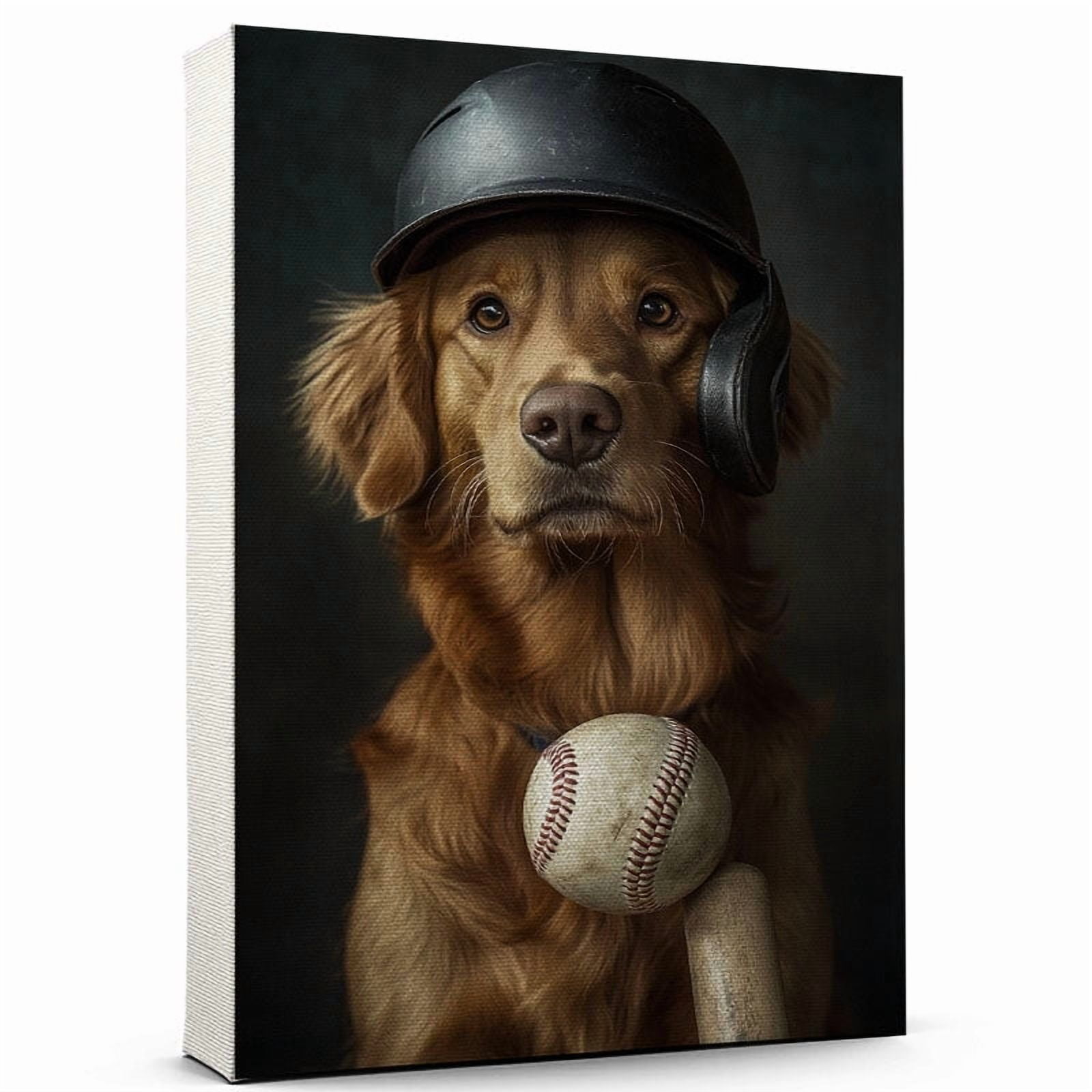 Chinook Cute Dog Baseball Stretched Canvas Size 8x12 – Retro Chinook ...