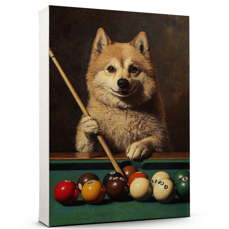Chinook Cute Dog Billiards Stretched Canvas Size 8x12 – Retro Chinook ...