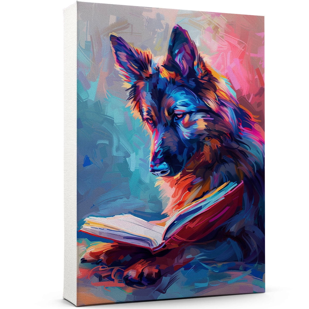Chinook Decor Poster Unframe, Chinook Dog Canvas Wall Art, Dog Reading ...