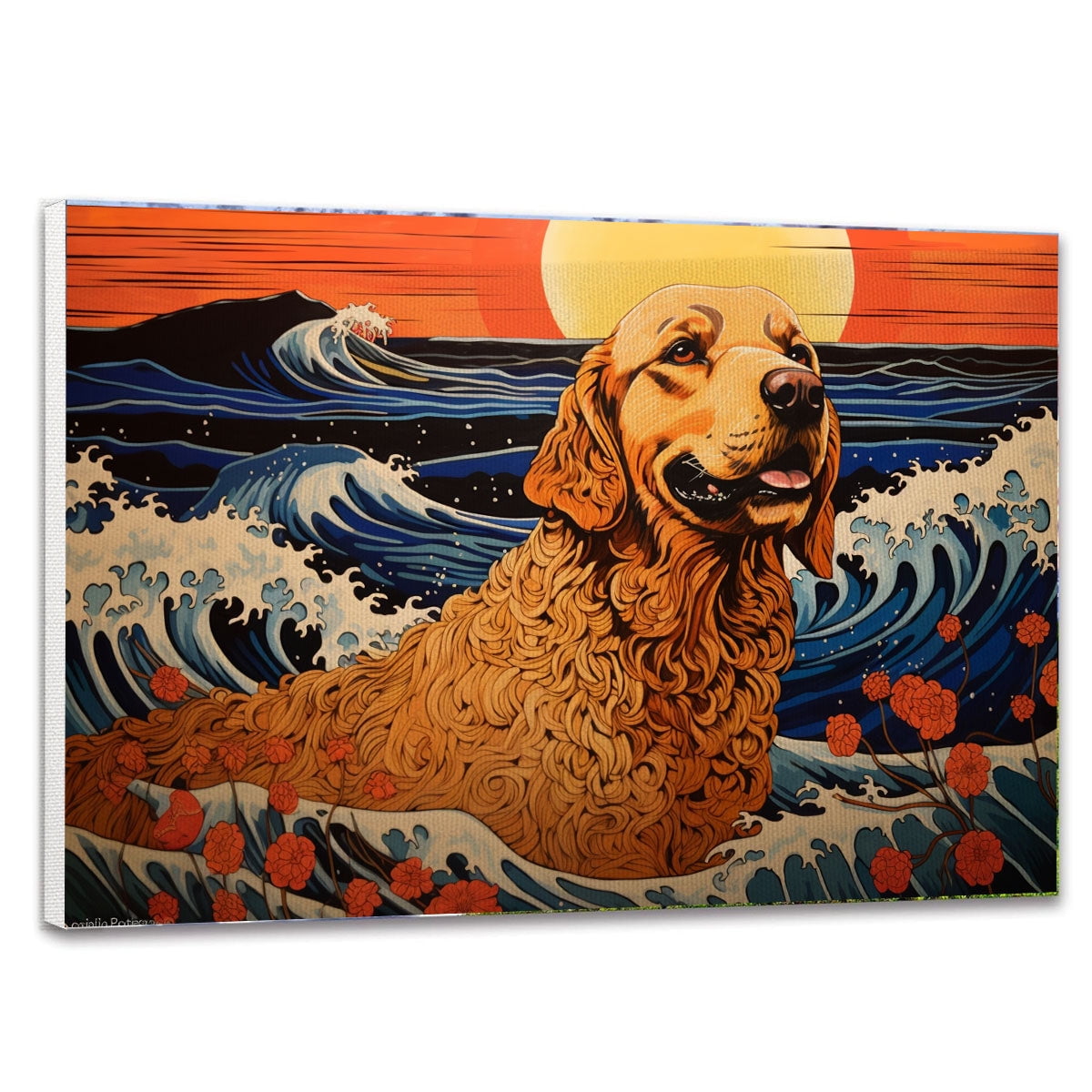 Chinook Dog Art Canvas Prints Wall Art Ocean Beach Picture Paintings ...