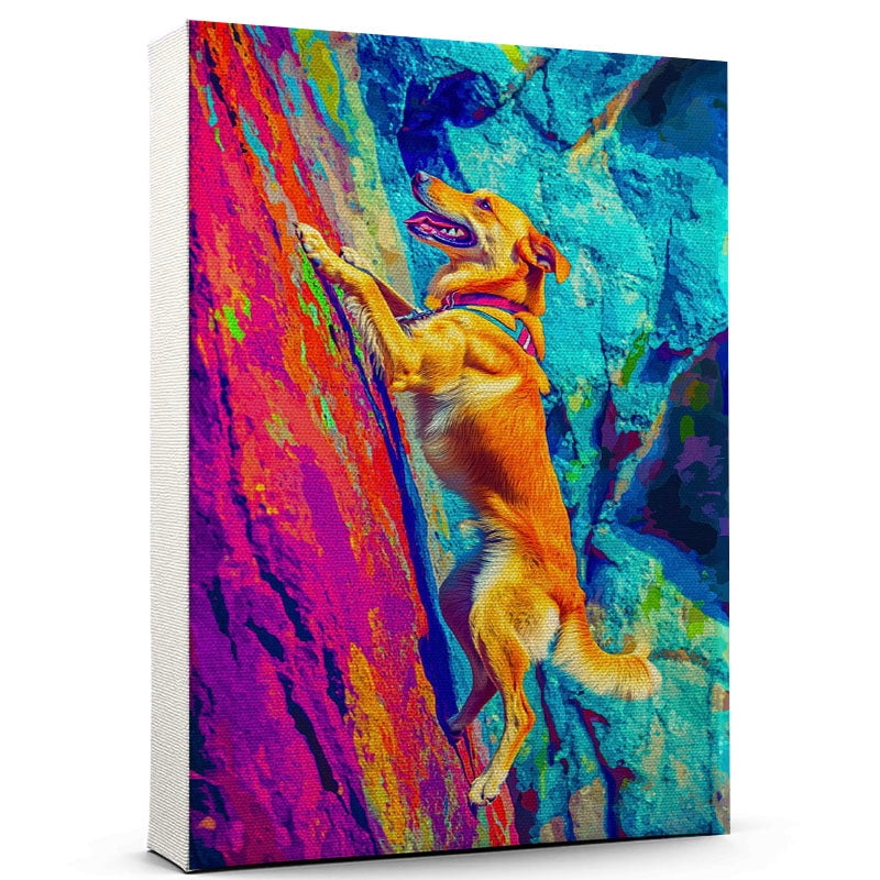 Chinook Dog Climbing Stretched Canvas Size 8x12 – Funny Chinook Dog ...
