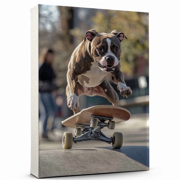 Chinook Dog Playing Skateboarding Stretched Canvas Size 8x12 – Sports ...