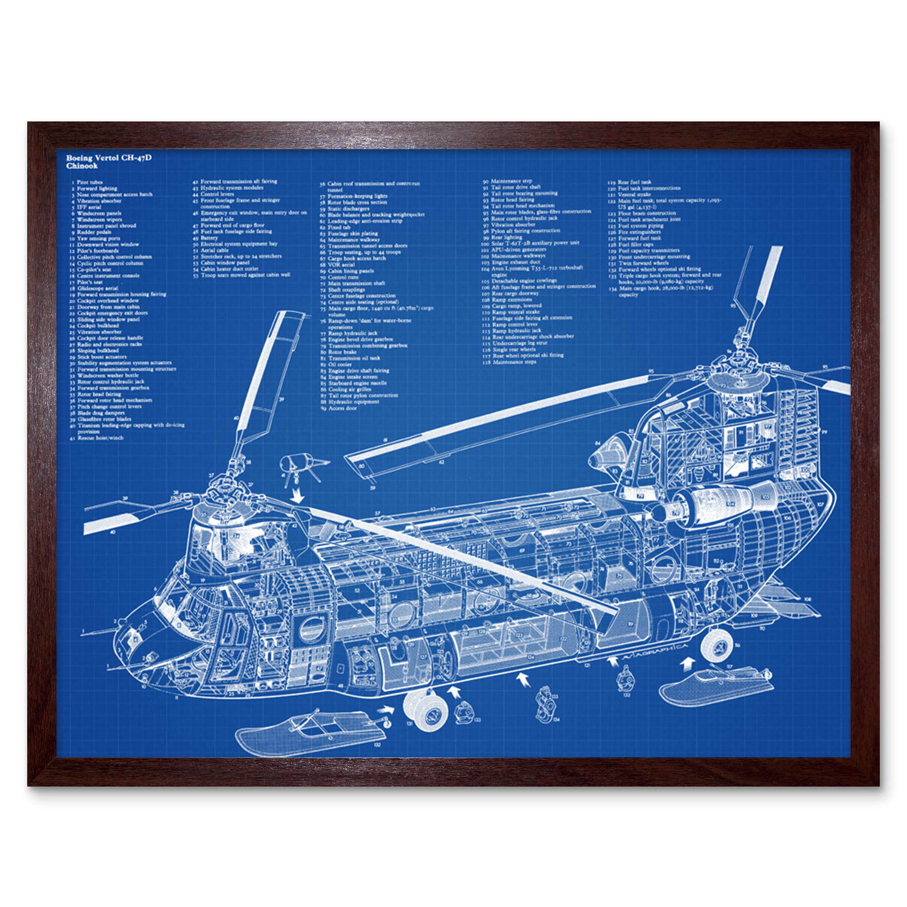 Chinook Helicopter CH-47D Military Transport Patent Plan Framed Wall ...