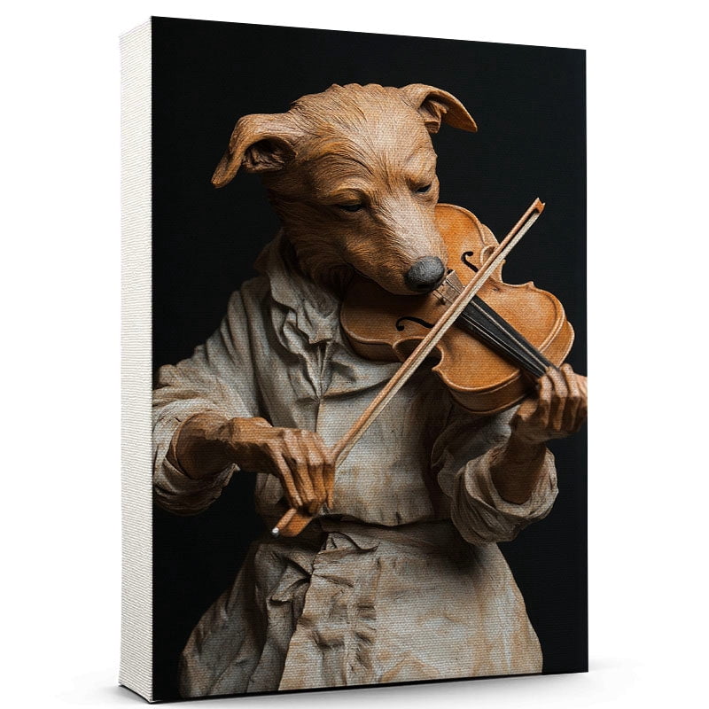 Chinook Vintage Dog Violin Canvas – Artistic Music, Chinook Dog with ...