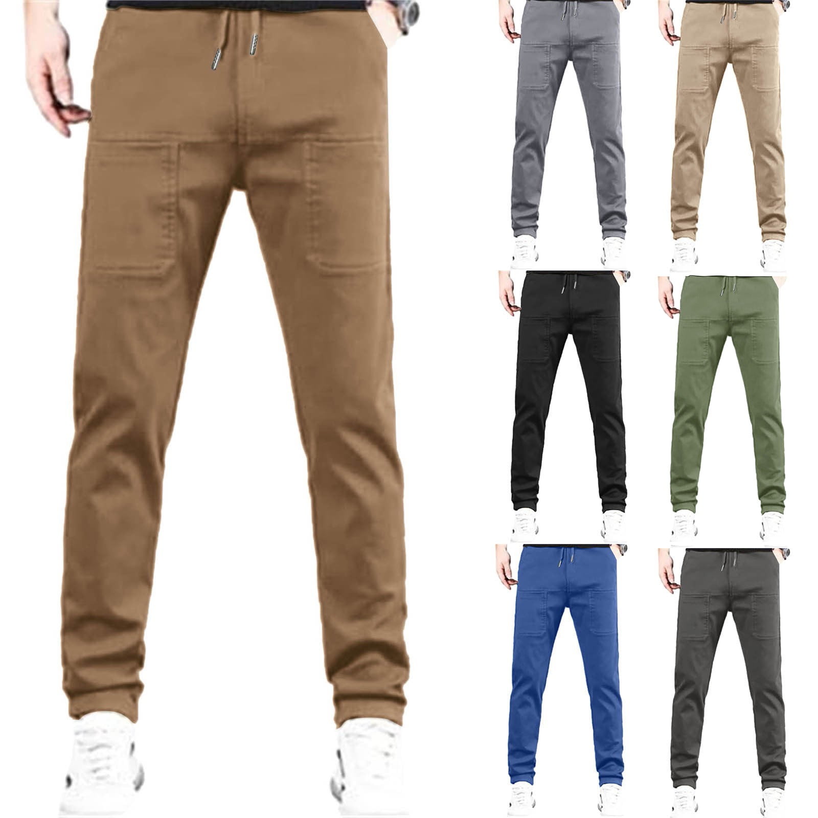 Chinos Pants Men Big and Tall Men's Baggy Cargo Pants Casual Drawstring ...