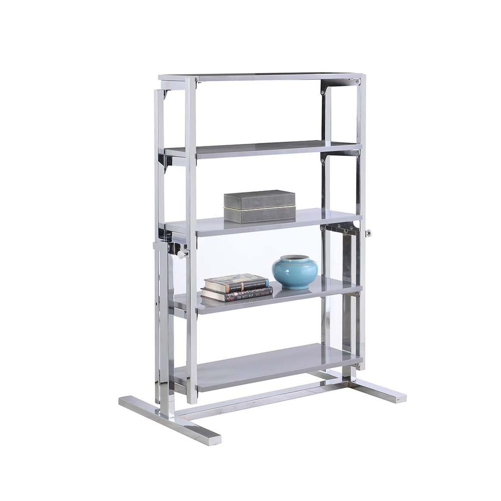 Chintaly 32" Convertible Bookshelf and Dining Table, 8473-DT-GRY-CHM ...