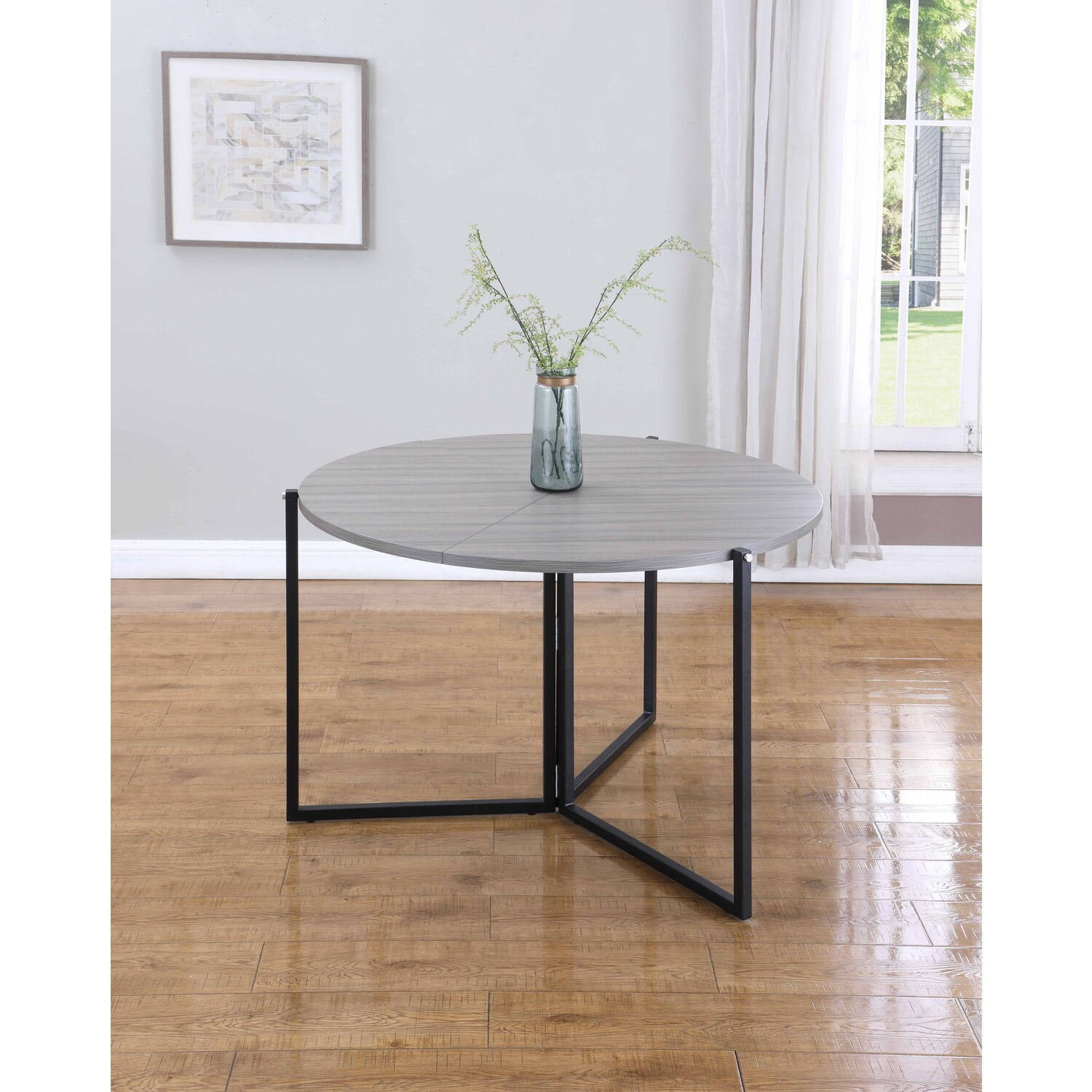 Chintaly 43" Round Foldaway Dining Table, 8389-DT-FLD-GRY-VNR - Walmart.com