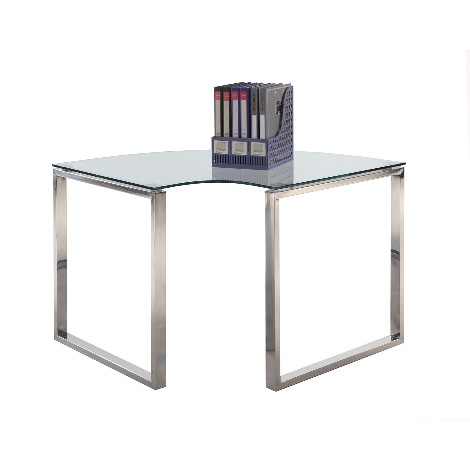 Chintaly Contemporary Corner Desk w/ Glass Top - Walmart.com