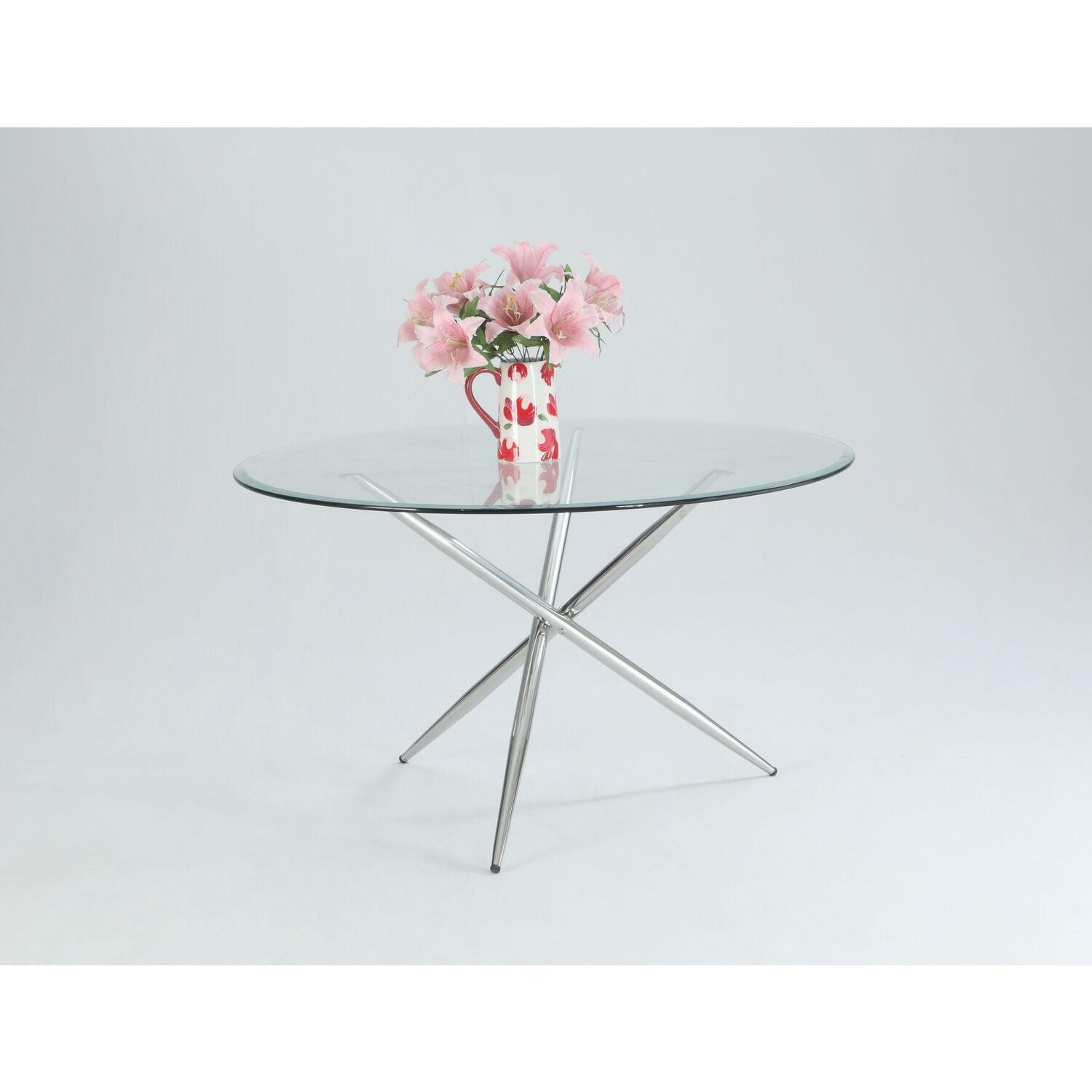 Chintaly Contemporary Dining Round Glass Table - Walmart.com