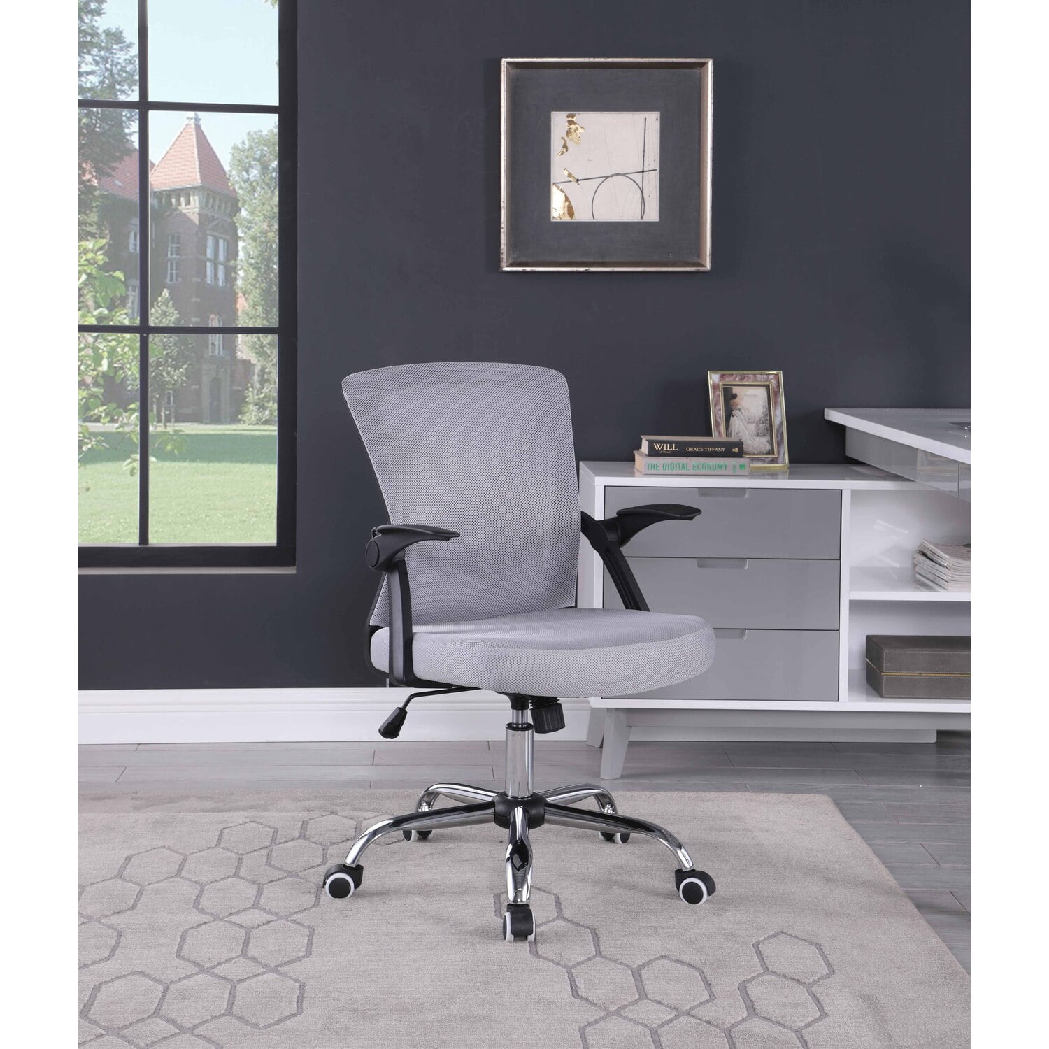 Chintaly Contemporary Ergonomic Computer Chair w/ Adjustable Arms ...