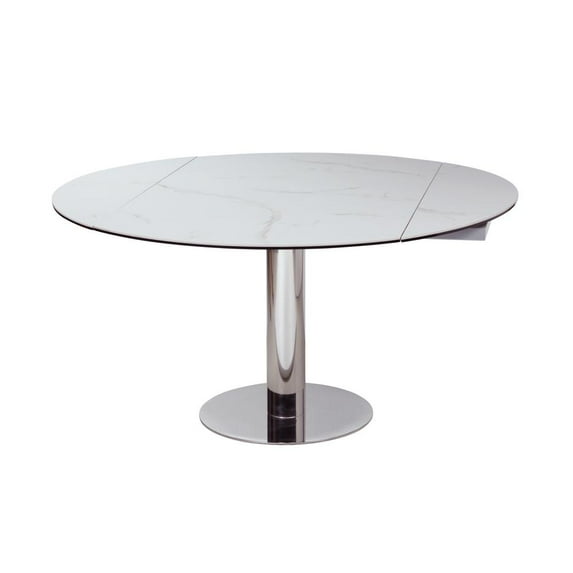 Chintaly Contemporary Motion-Extendable Dining Table w/ Ceramic Top ...