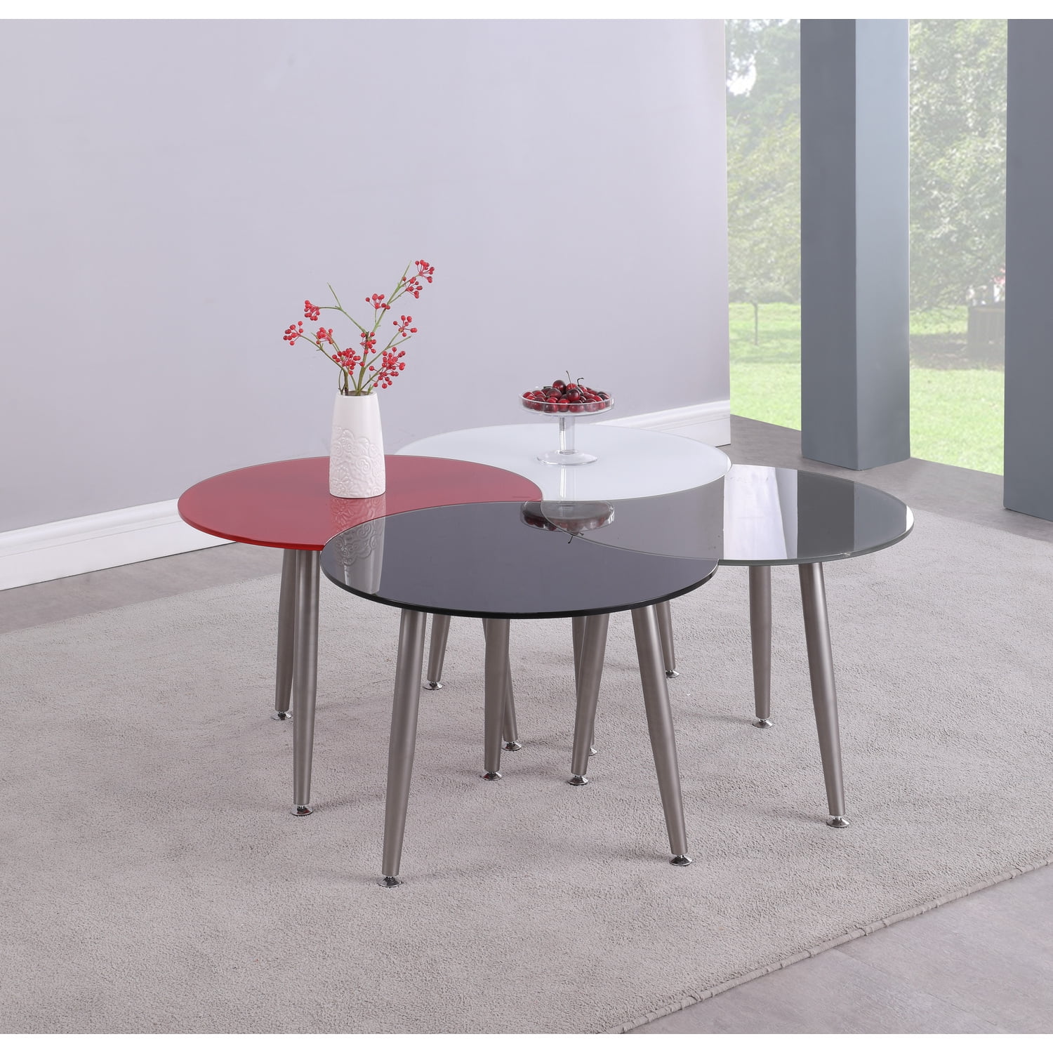 Chintaly Contemporary Multi-Color Four Table Cocktail Set - Walmart.com