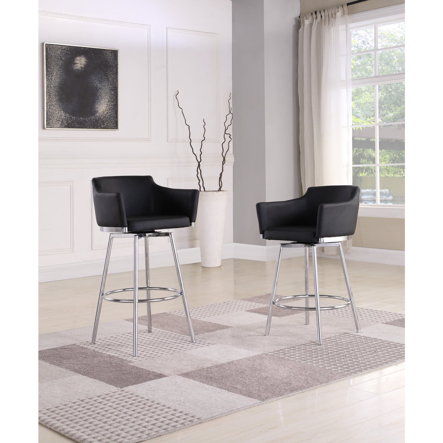 Chintaly Modern Club Bar Stool w/ Memory Swivel - Walmart.com