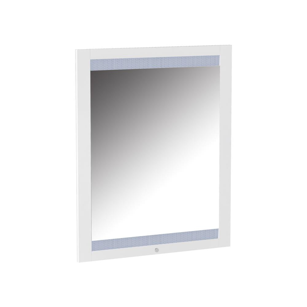 Chintaly Modern White Laminate Framed Mirror w/ LED Light - Walmart.com
