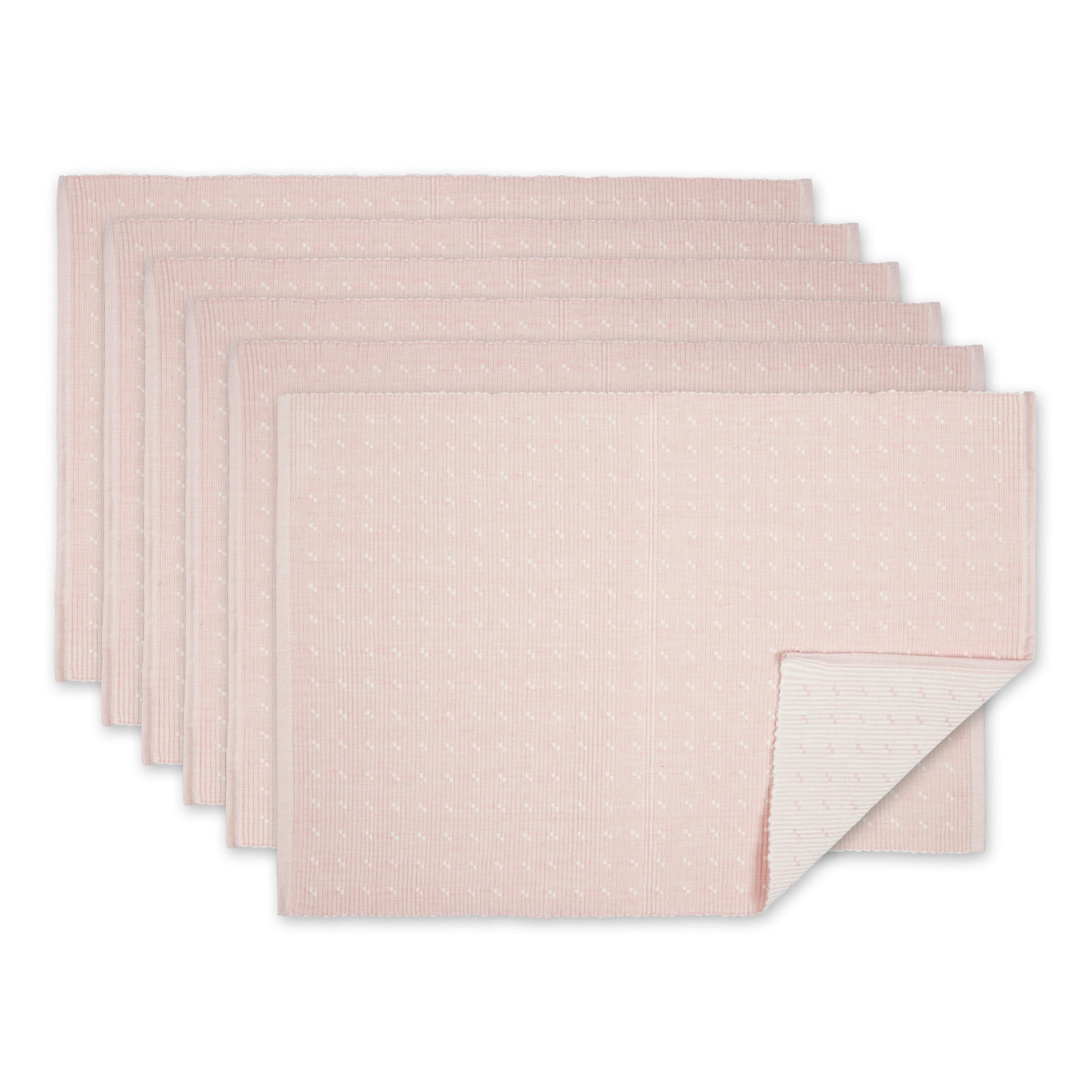 DII Chintz Rose Red Dobby Dots Rib Cotton Table Place Mats, Set of 6 ...