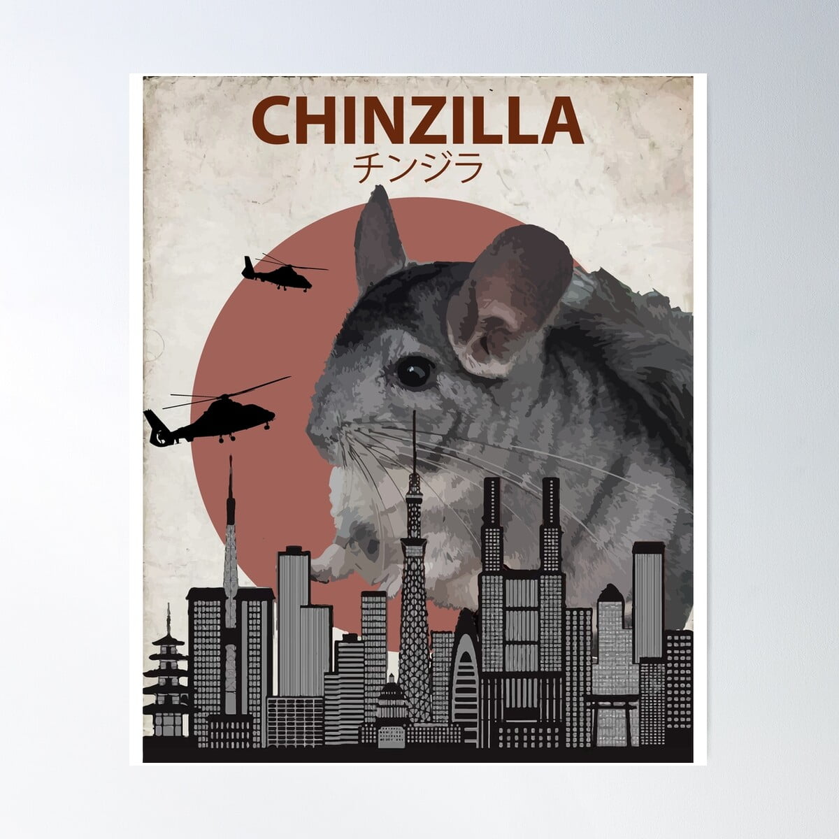 Chinzilla - Giant Chinchilla Monster Poster Wall Art, Modern Wall Decor For Living Room Bedroom ...